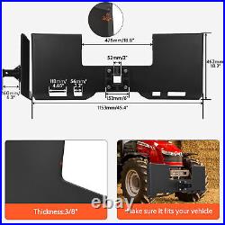 3/8 Skid Steer Mount Plate 2 Removable Trailer Hitch Receiver Loader ...
